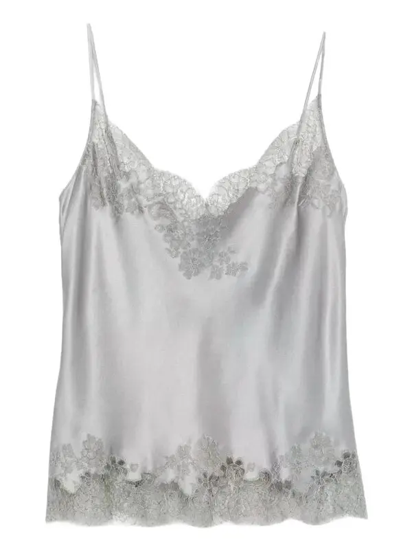 Carine Gilson Lace-trim Satin Camisole - Grey