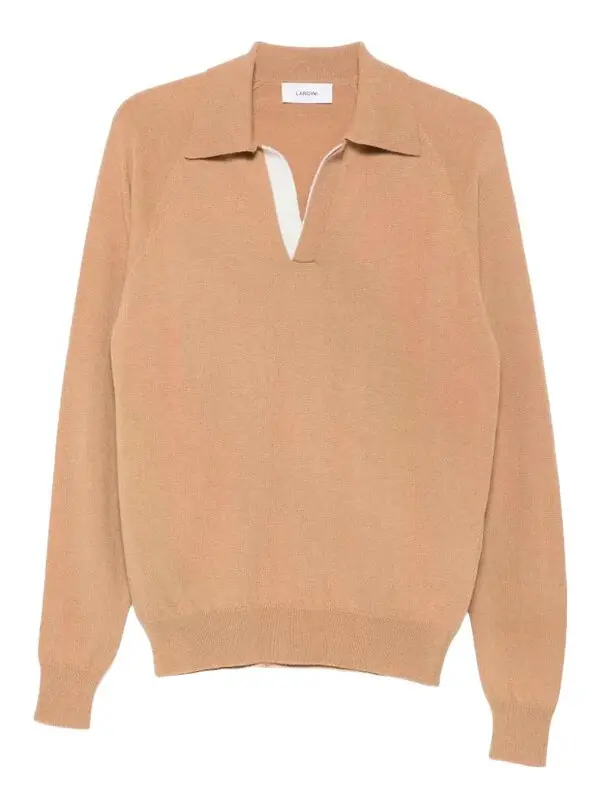 LARDINI Contrast-trim Raglan-sleeve Sweater - Neutrals