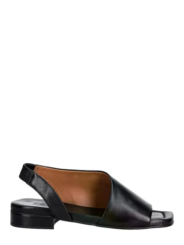BILLI BI Slingback Square-toe Leather Sandals - Black