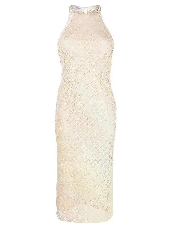 Off-White Arrows Crochet Midi Dress - Neutrals