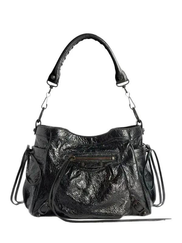 Balenciaga Small Le City Crinkled-leather Tote Bag - Black
