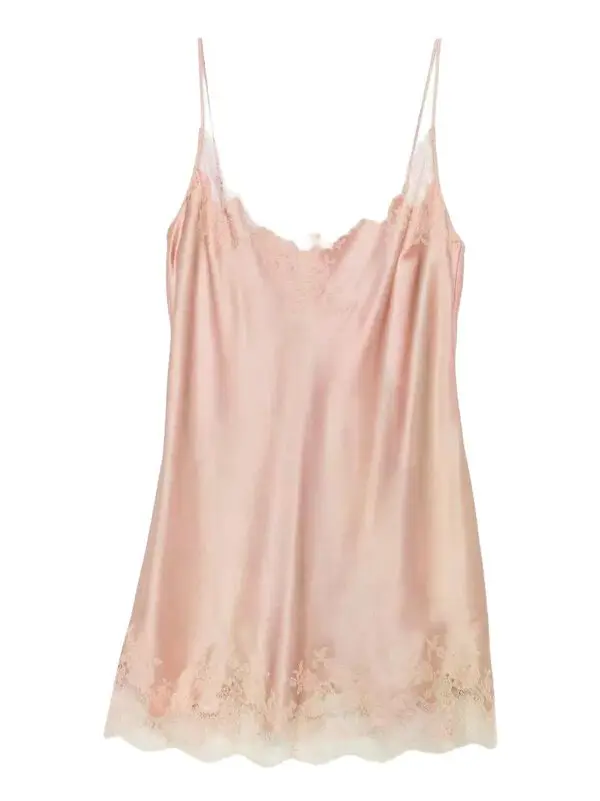 Carine Gilson Lace-trim Silk Nightdress - Pink