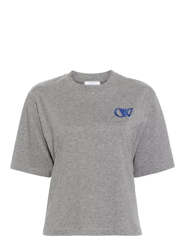 Off-White Logo-embroidered Cotton T-shirt - Grey