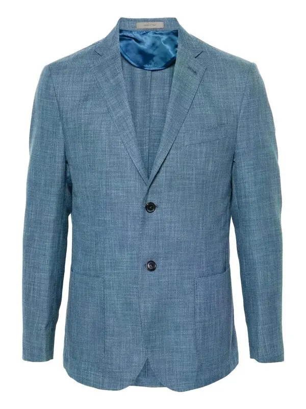 Corneliani Mélange Single-breasted Blazer - Blue