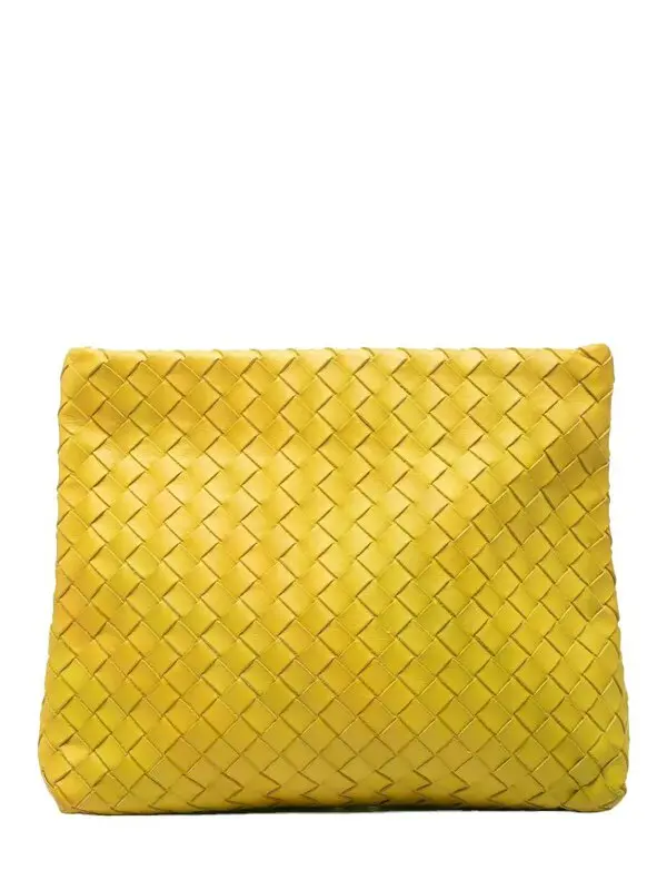 Bottega Veneta 2012-2026 Nappa Intrecciato Fold Over Clutch Bag - Yellow