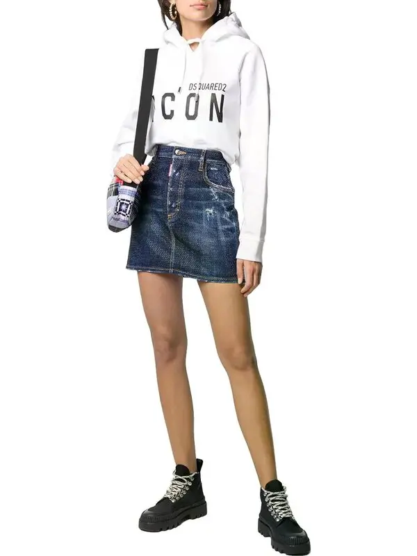 Dsquared2 Icon Print Hoodie - White