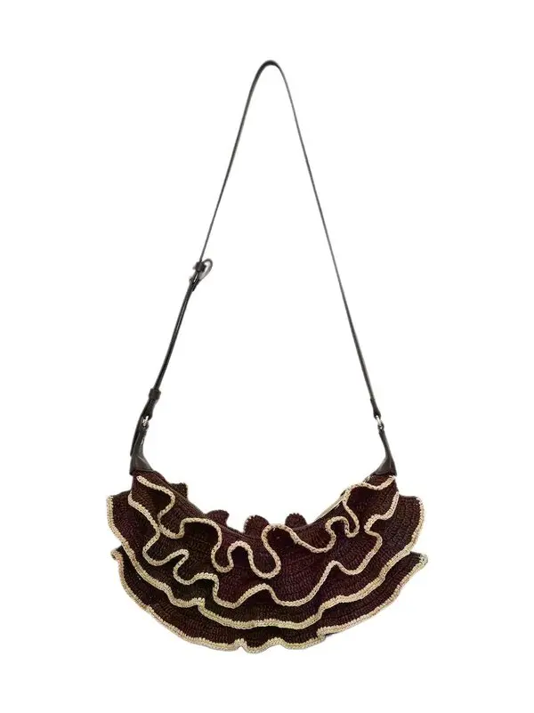 Zimmermann Goldentime Ruffled Shoulder Bag - Brown