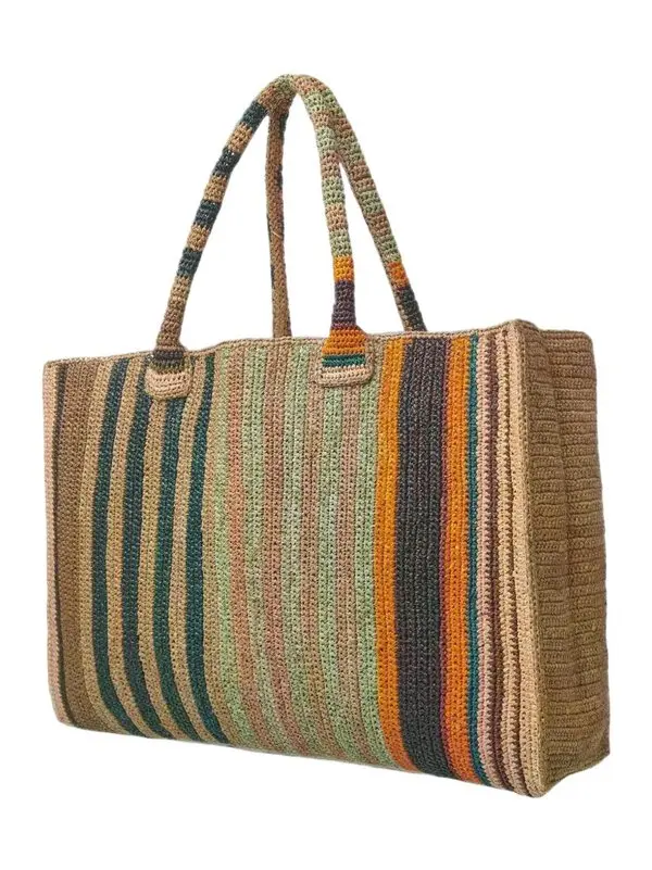 GABRIELE FRANTZEN Crochet Striped Tote Bag - Neutrals