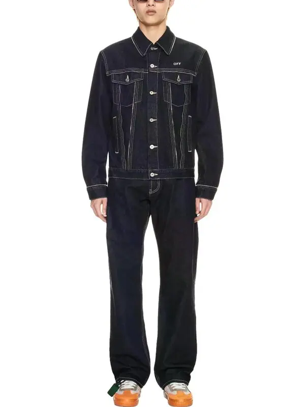 Off-White Zip-detail Denim Jacket - Blue