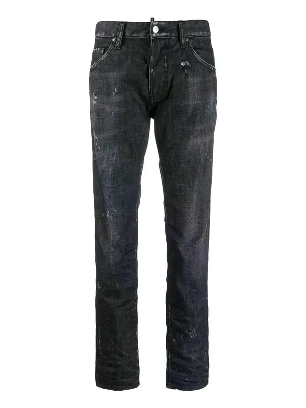 Dsquared2 Distressed Straight Leg Jeans - Black