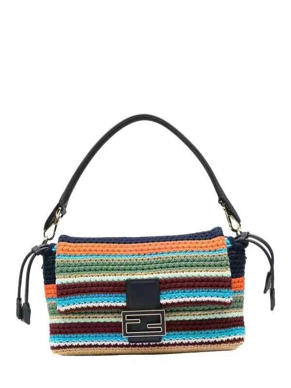 Fendi Medium Mamma Baguette Striped Tote Bag - Blue