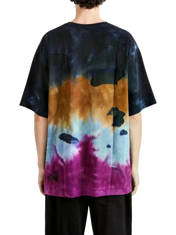 A BATHING APE Tie-dye Distressed T-shirt - Black