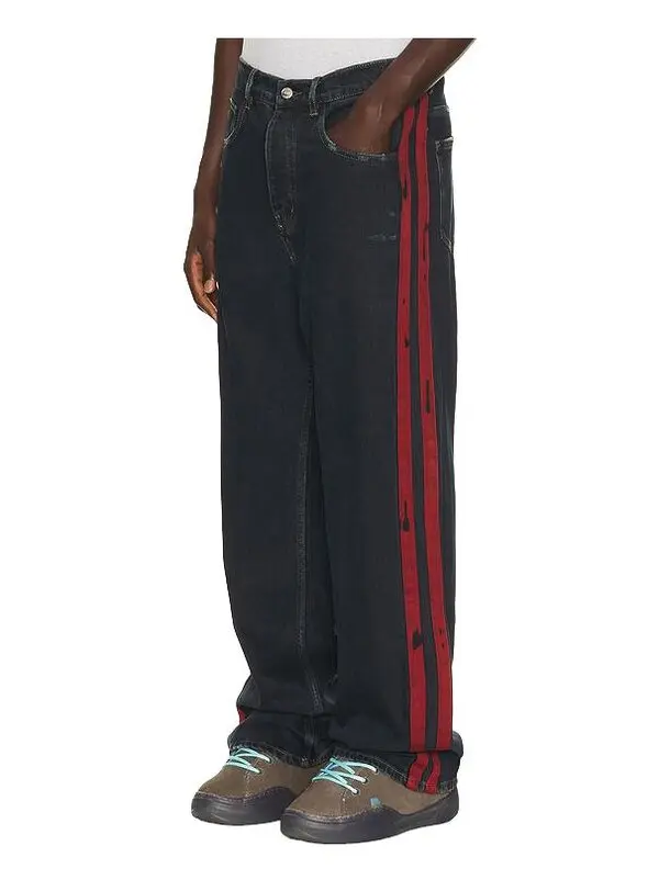 NAHMIAS Destroyed Denim Track Pant In . Also - Blue