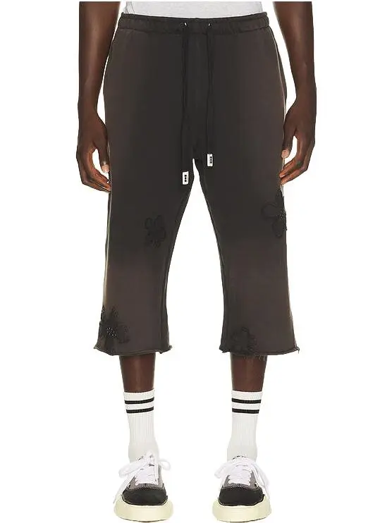 NAHMIAS Flower Patch Long Sweat Short In . Also - Black