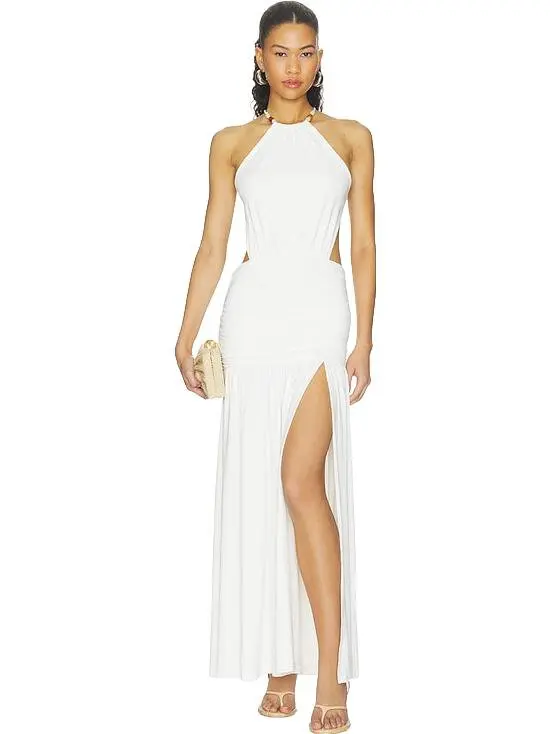 RUNAWAY THE LABEL Imelda High Neck Maxi Dress - White