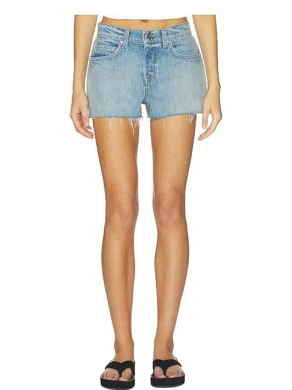 GRLFRND Ava Mid Rise Relaxed Short In . Also - Blue