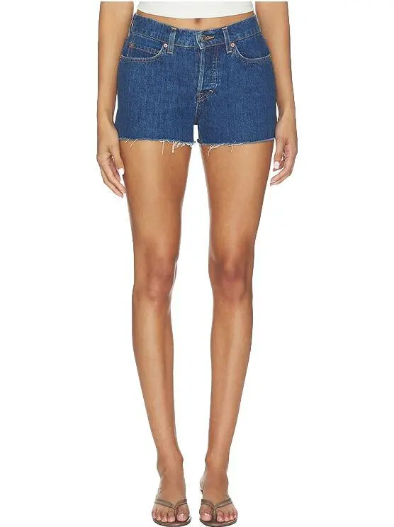 GRLFRND Ava Mid Rise Relaxed Short - Blue