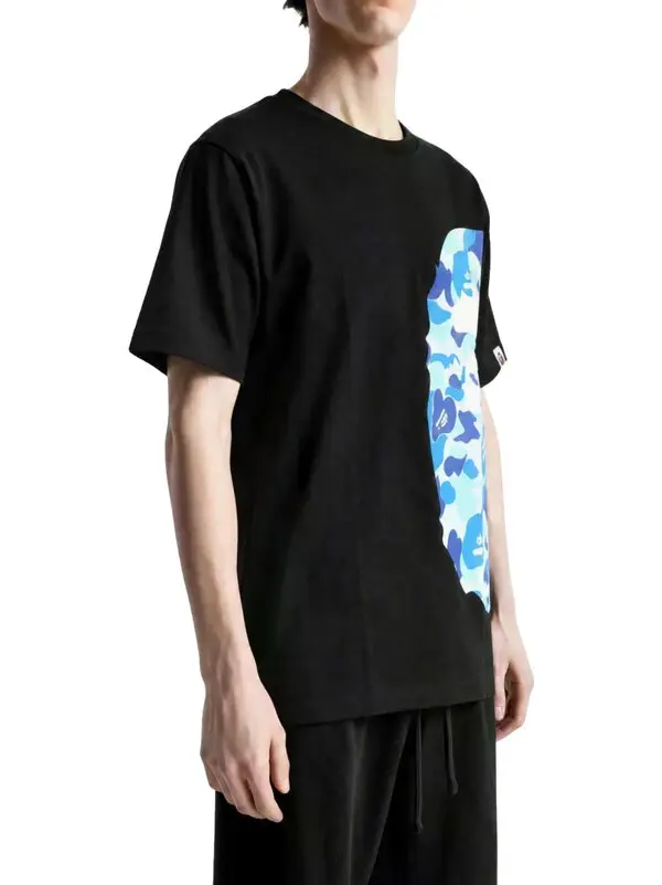 A BATHING APE Camo-print Logo-patch T-shirt - Black