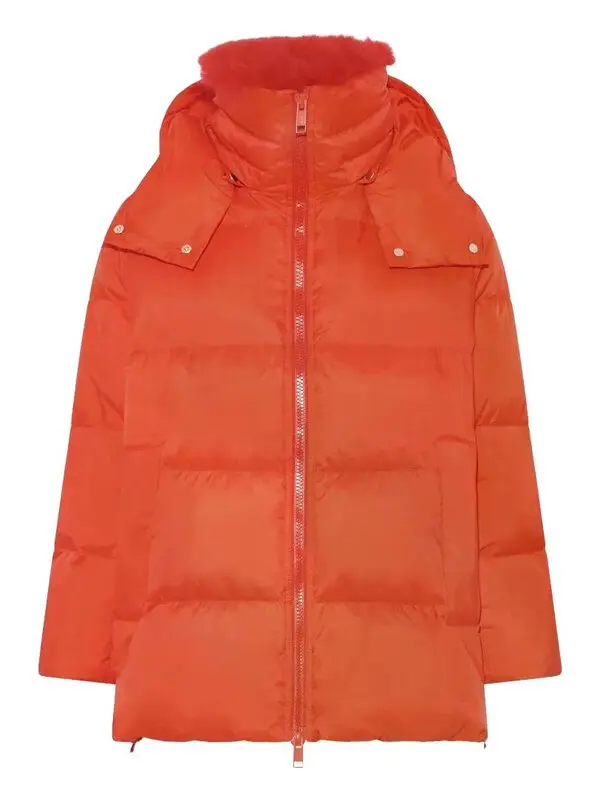 YVES SALOMON A-line Hooded Jacket - Red