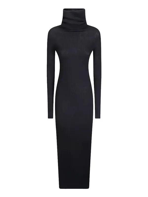 Rick Owens Ribbed-knit Roll-neck Midi Dress - Black