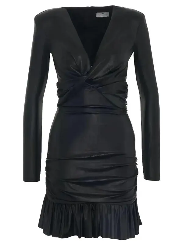 Elisabetta Franchi Ruffled-hem Mini Dress - Black