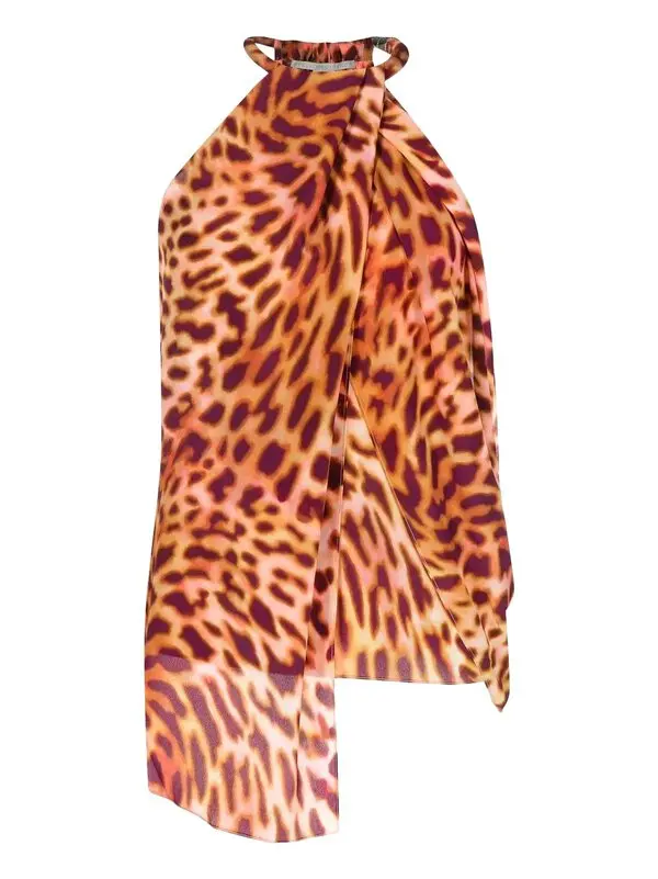 Stella McCartney Animal-print Draped Blouse - Orange