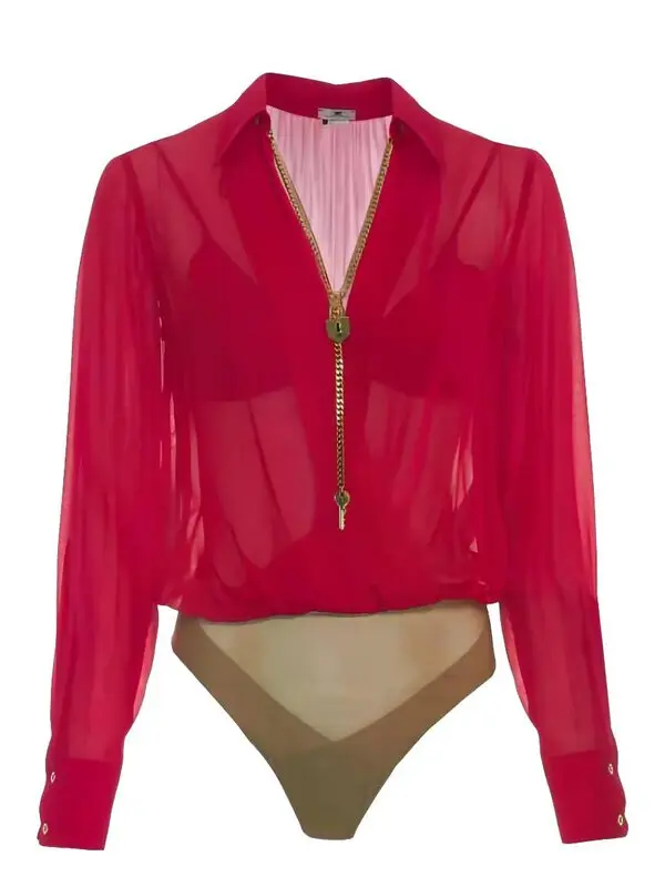 Elisabetta Franchi Chain-link Padlock-detail Bodysuit - Red