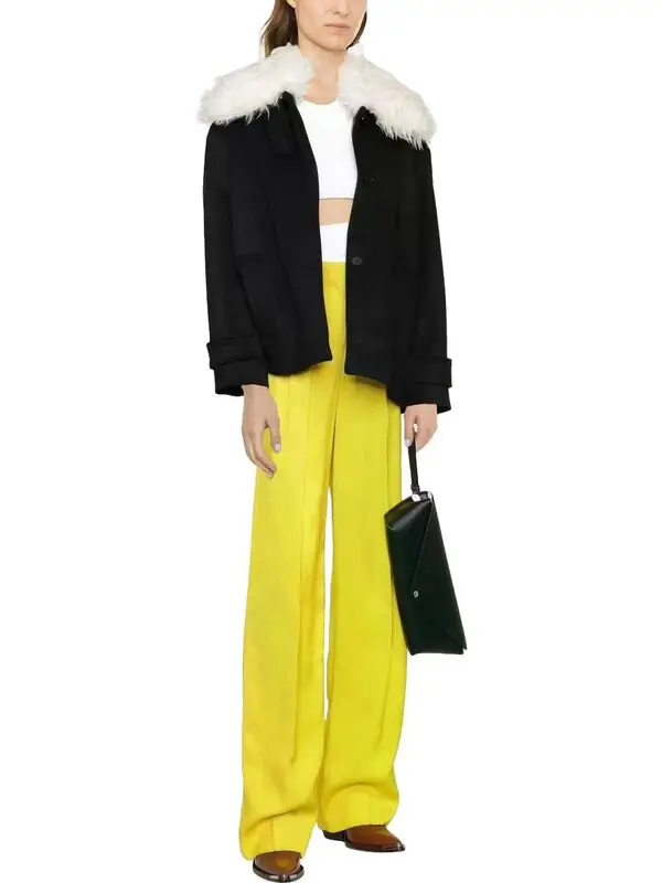 Stella McCartney Faux-fur Collar Wool Coat - Black