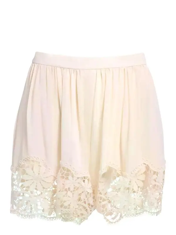 Elie Saab Macramé Silk Shorts - Neutrals