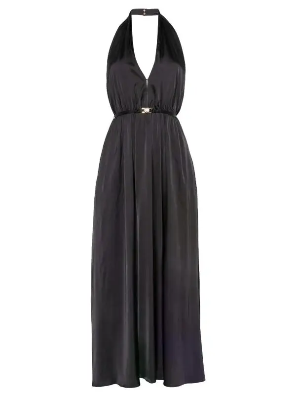 Maje Halterneck Belted Midi Dress - Blue