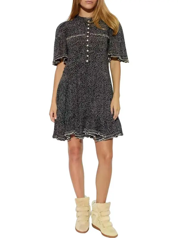 MARANT ETOILE Daynia Polka-dot Mini Dress - Black