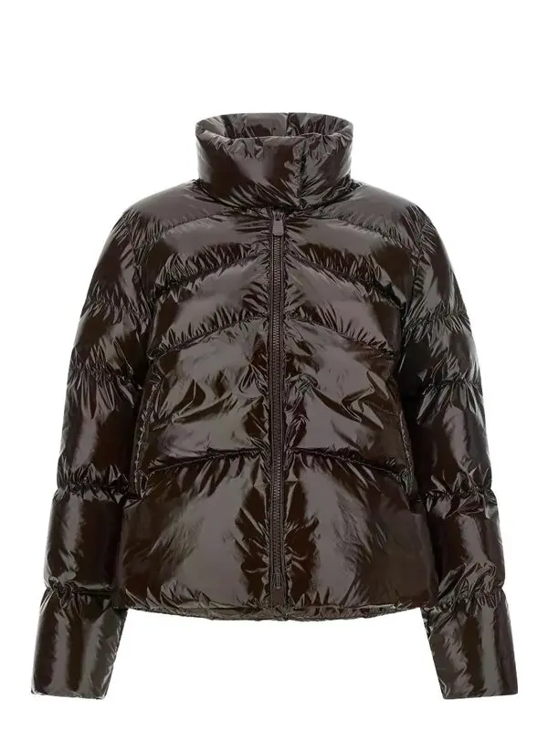 Pinko Quilted Love Birds Puffer Jacket - Brown