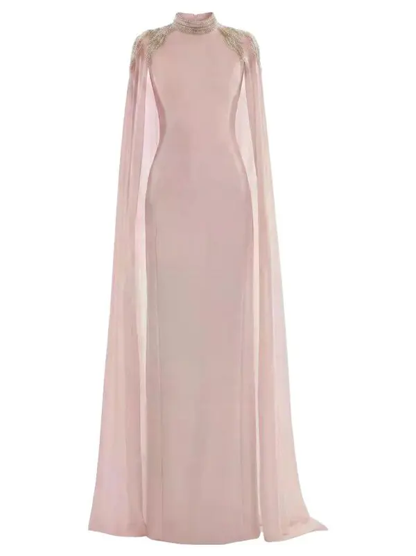 SAIID KOBEISY Embellished Cape-sleeve Maxi Dress - Pink