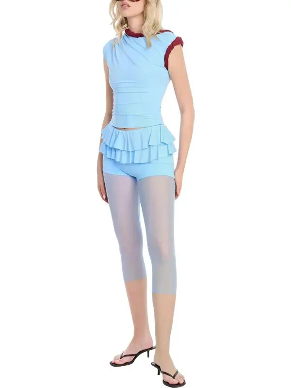 AXEL 113 Ruffle-trimmed Micro Shorts - Blue