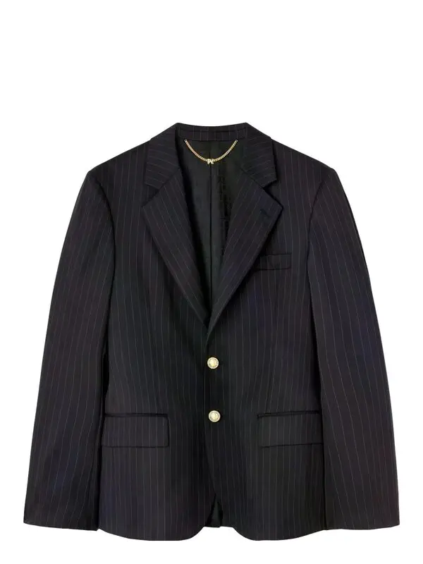 Palm Angels Pinstripe Wool Single-breasted Blazer - Blue
