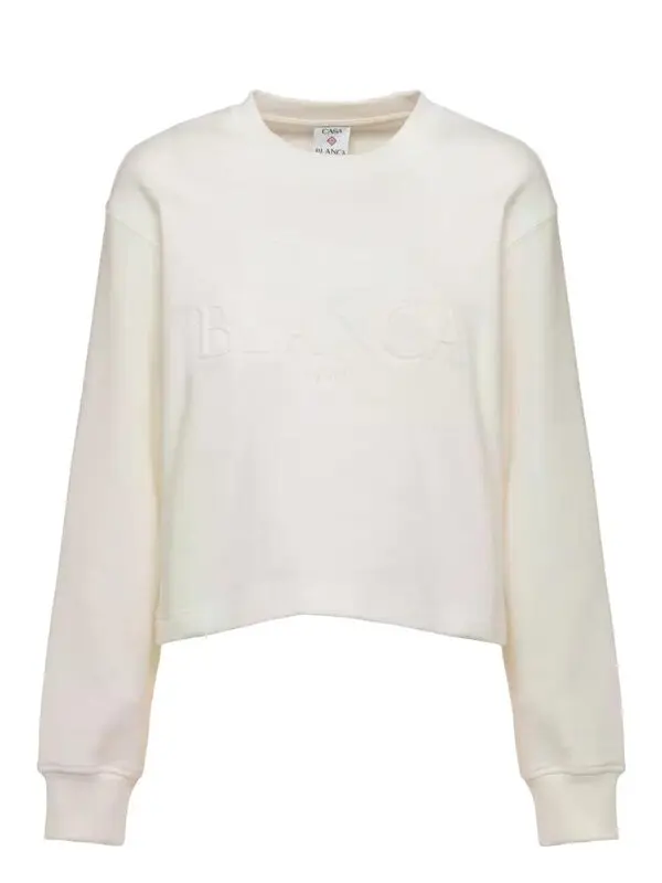 Casablanca Logo-embroidered Cropped Sweater - Neutrals