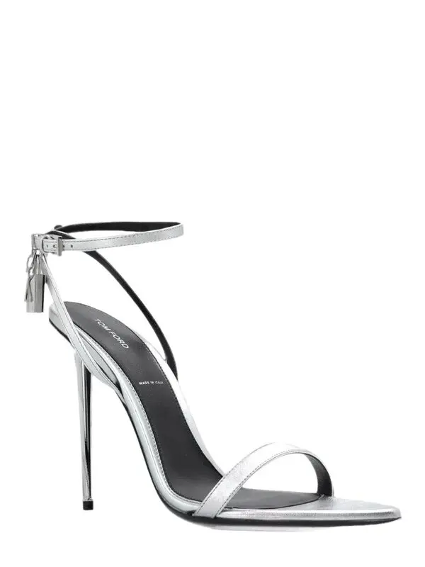 TOM FORD Padlock-embellished Metallic-effect Sandals - Silver