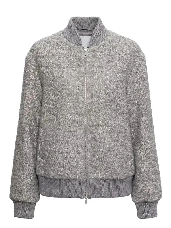 Peserico Sequin-embellished Bouclé Jacket - Grey