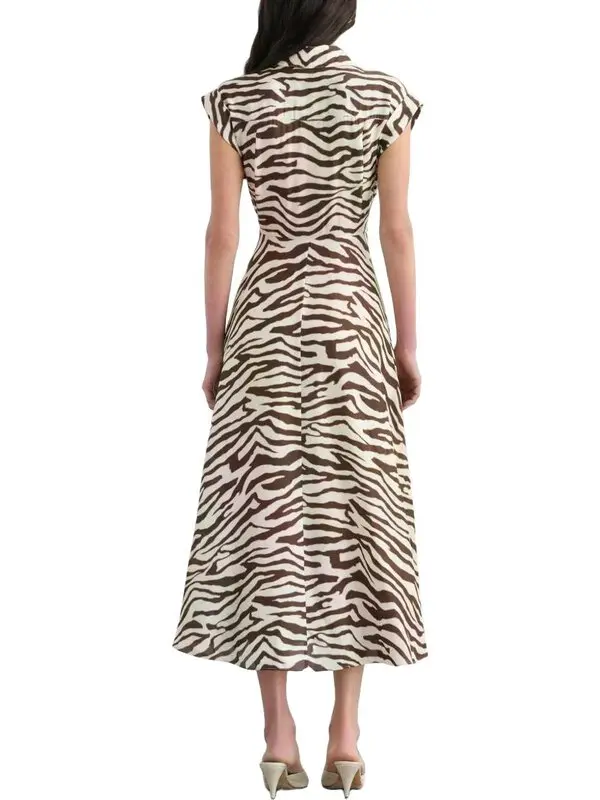 TOCCIN Serena Zebra-print Midi Dress - Neutrals