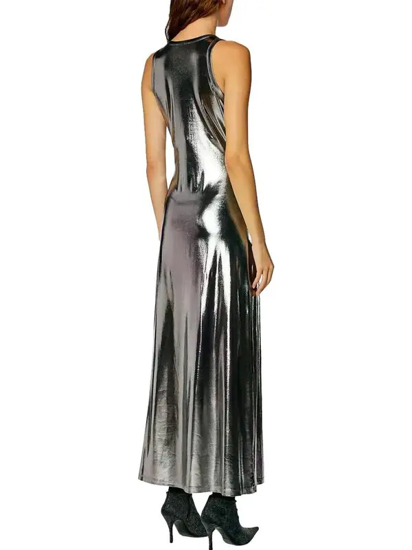 DIESEL® Logo-patch Lurex Maxi Dress - Silver