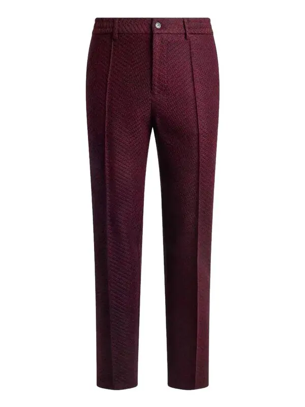 Etro Trousers In Mélange-effect Wool-blend Fabric - Red