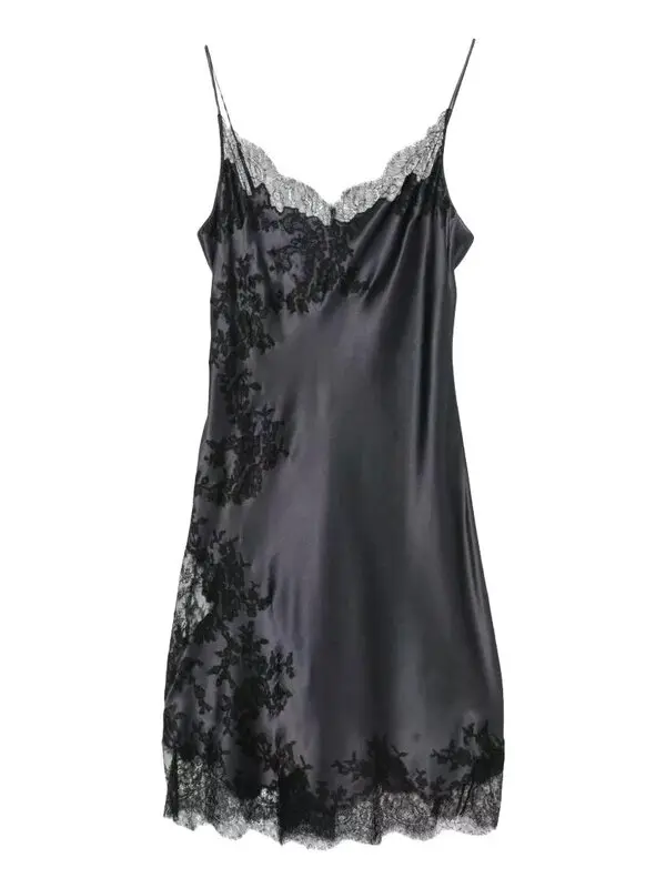 Carine Gilson Lace-trim Silk Nightdress - Blue