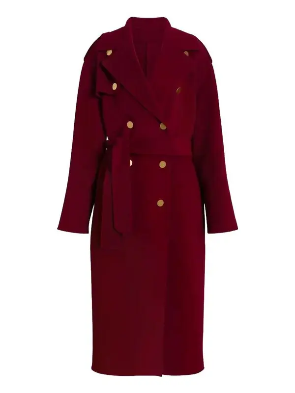 Alberta Ferretti Double-breasted Belted Wool Coat - Red
