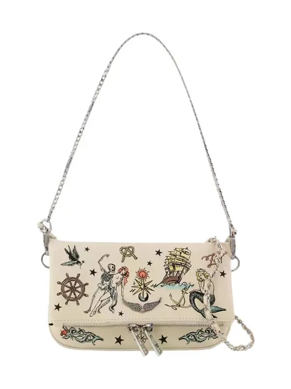 Zadig&Voltaire Rock Nano Tattoo Crossbody Leather White - Neutrals