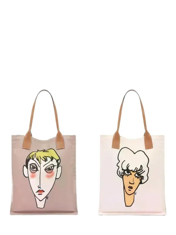 ODEEH Graphic-print Tote Bag - Neutrals