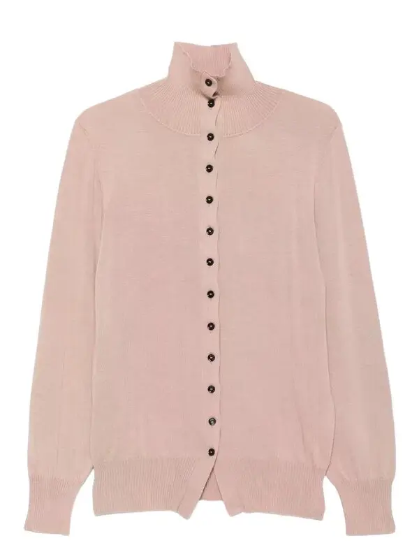 Liviana Conti High-neck Button-up Cardigan - Neutrals