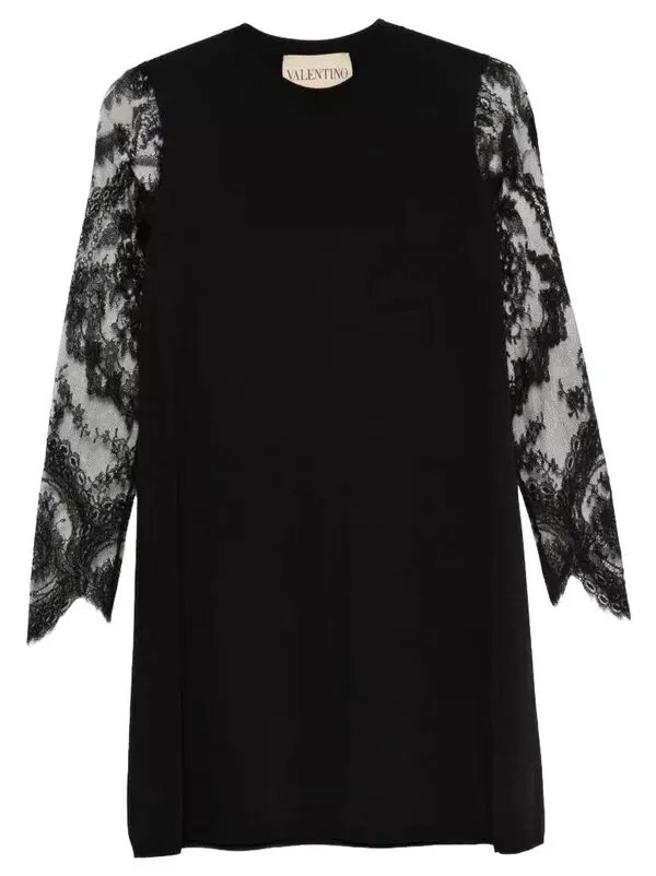 Valentino Garavani Lace-sleeve Mini Dress - Black