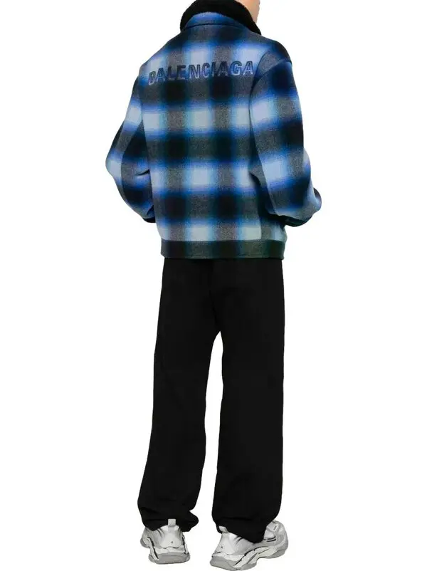 Balenciaga Check-pattern Shirt Jacket - Blue
