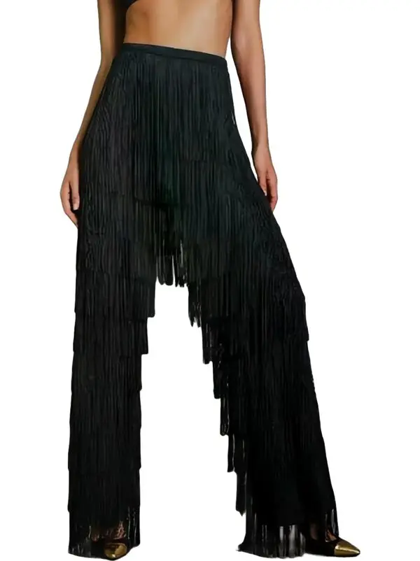 ELDORADO Fringe-trimmed Trousers - Black