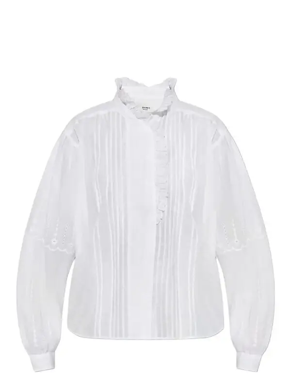 MARANT ETOILE Ruffled Broderie-anglaise Shirt - White